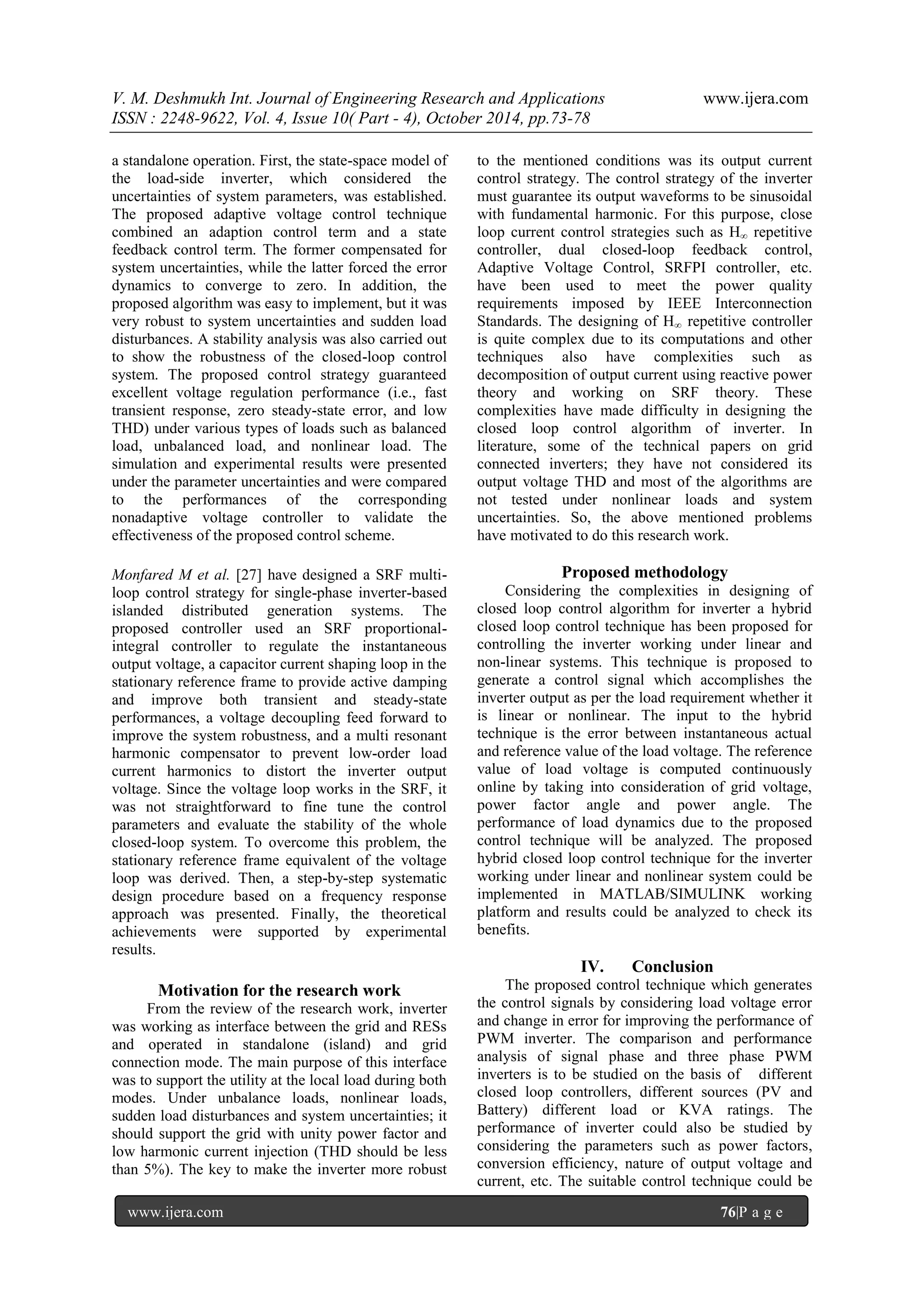 Implementation of closed loop control technique for improving the ...