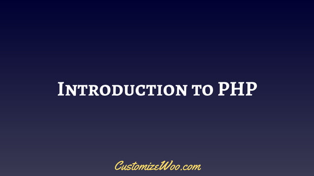 WooCommerce: Intro to PHP | PDF