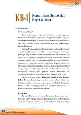 M4 kb1 komunikasi humas dan keprotokolan | PDF