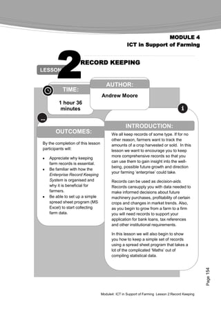 Farmer's Agribusiness Training Course: Module 4 - ICT in Support of ...