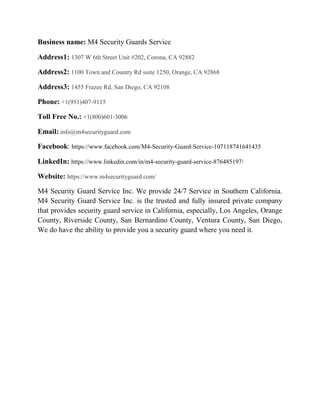 M4 Security Guard Companies Orange County | PDF