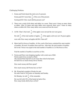 M4thodology Problems for Bar Model Classes | PDF