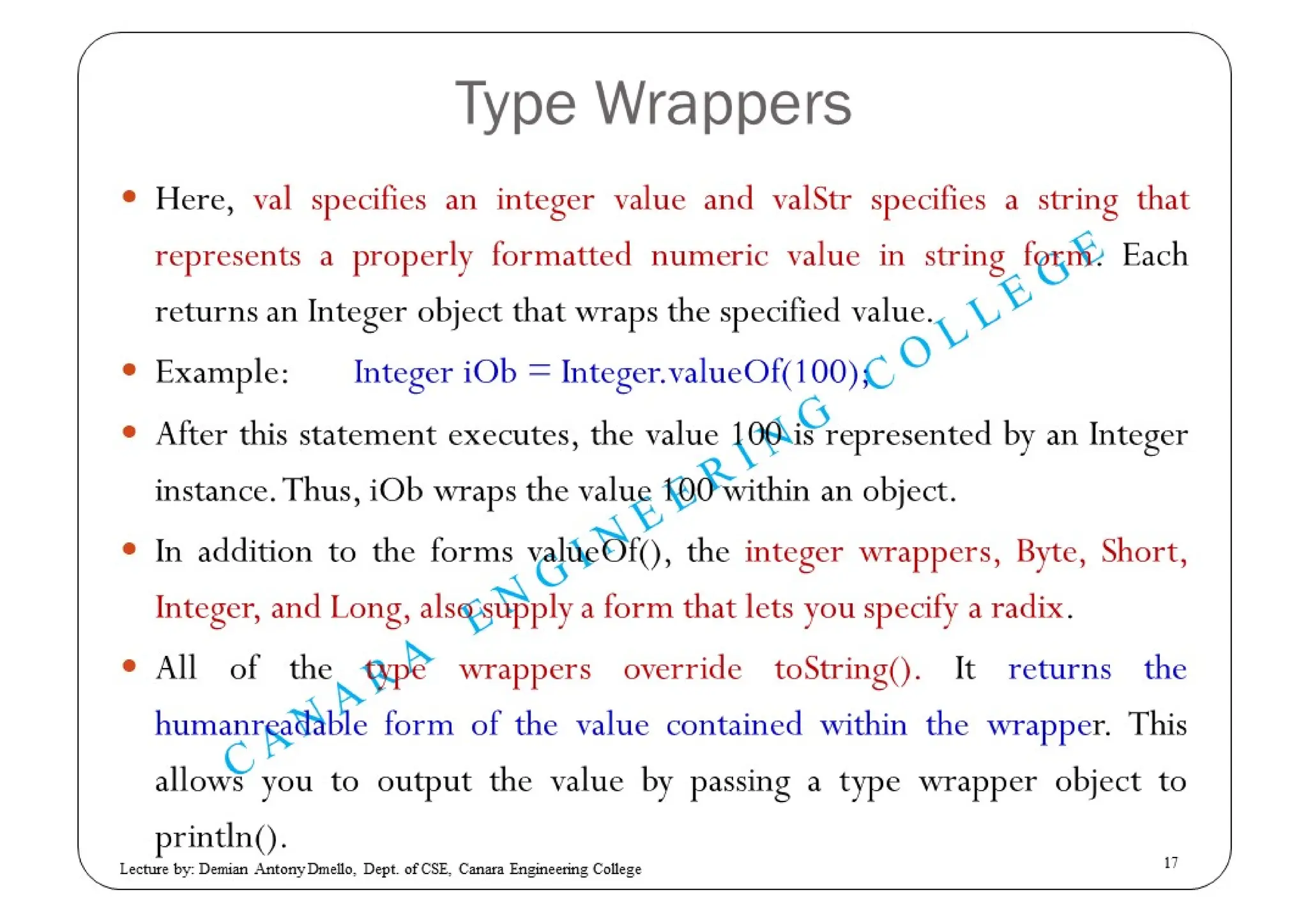 Enumerations, Type Wrappers and Autoboxing | PPT