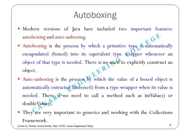 Enumerations, Type Wrappers and Autoboxing | PPT