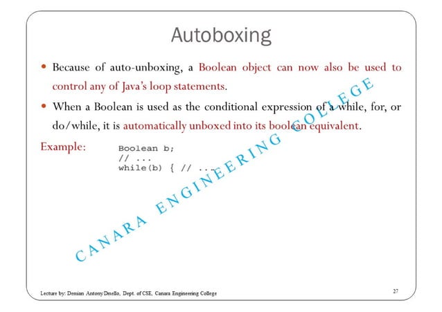 Enumerations, Type Wrappers and Autoboxing | PPT