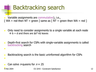 constrain satisfaction problem in artificial intelligence | PPT