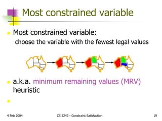 constrain satisfaction problem in artificial intelligence | PPT