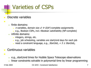 constrain satisfaction problem in artificial intelligence | PPT