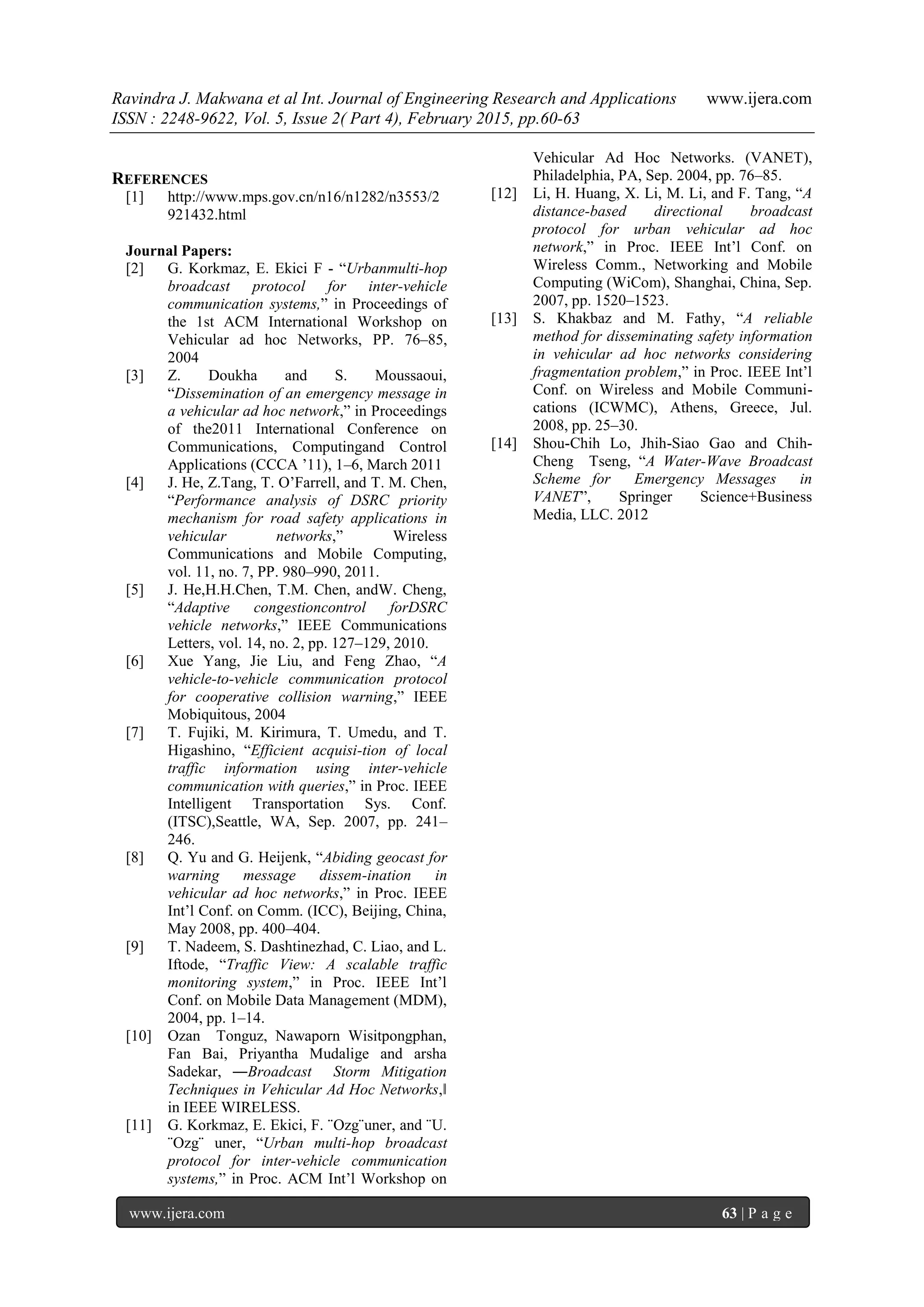 A Broadcasting Scheme for Message Dissemination in VANET | PDF | Computer Networking | Computing