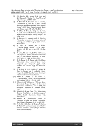 Review on Various Algorithm for Cloud Detection and Removal for Images | PDF