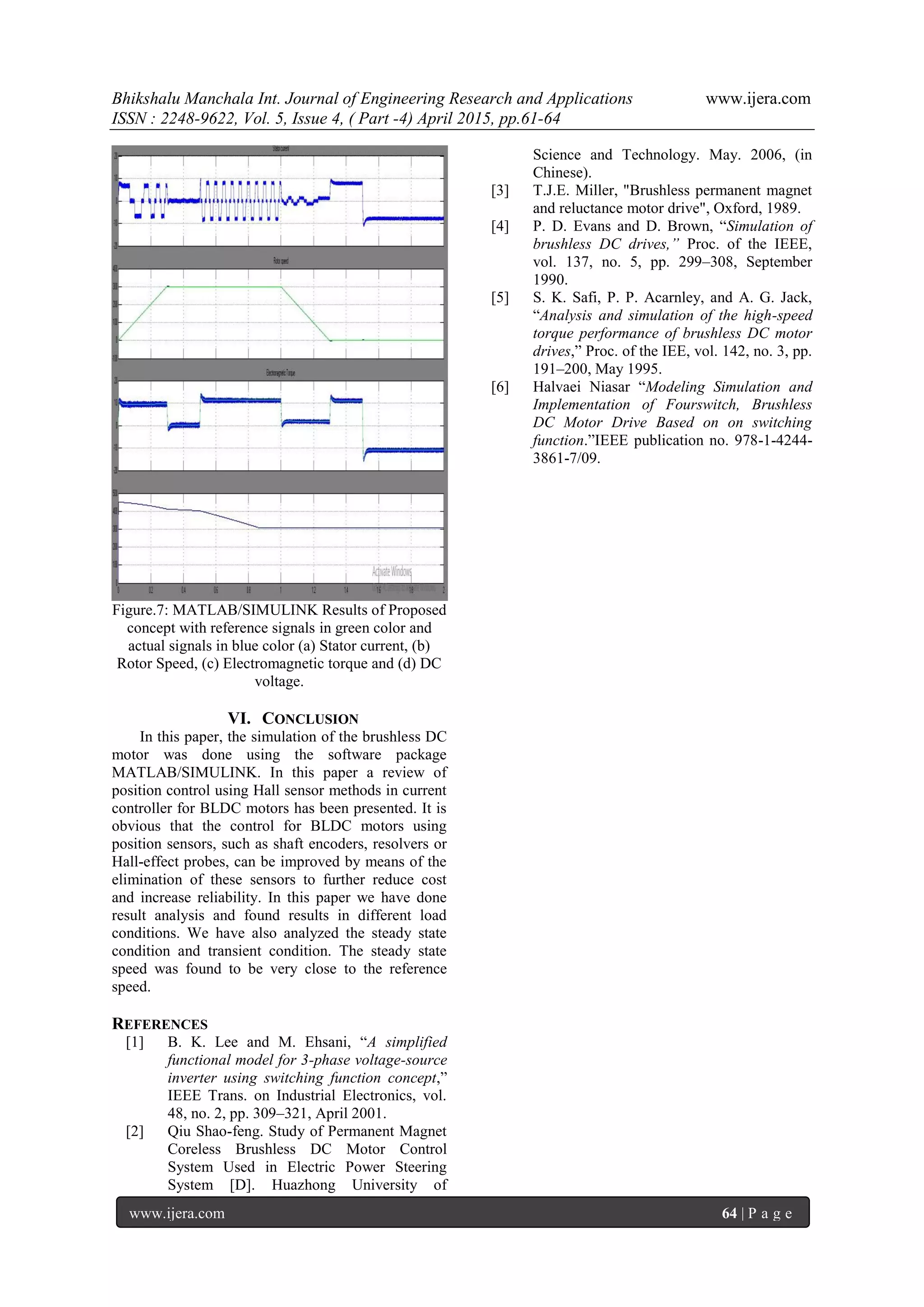 Brushless DC motor Drive during Speed regulation with Current Controller | PDF