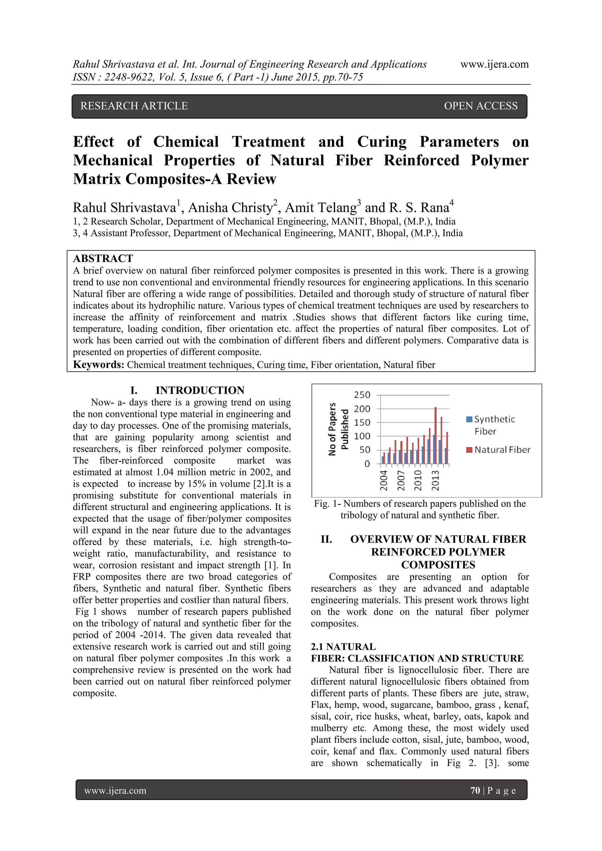 Effect of Chemical Treatment and Curing Parameters on Mechanical Properties of Natural Fiber ...