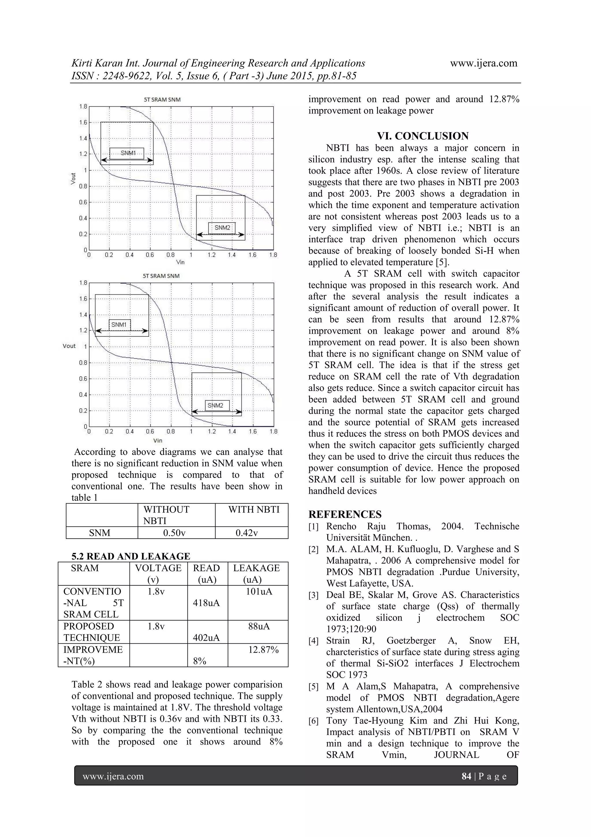 A Design Technique To Reduce Nbti Effects From 5t Sram Cells | PDF