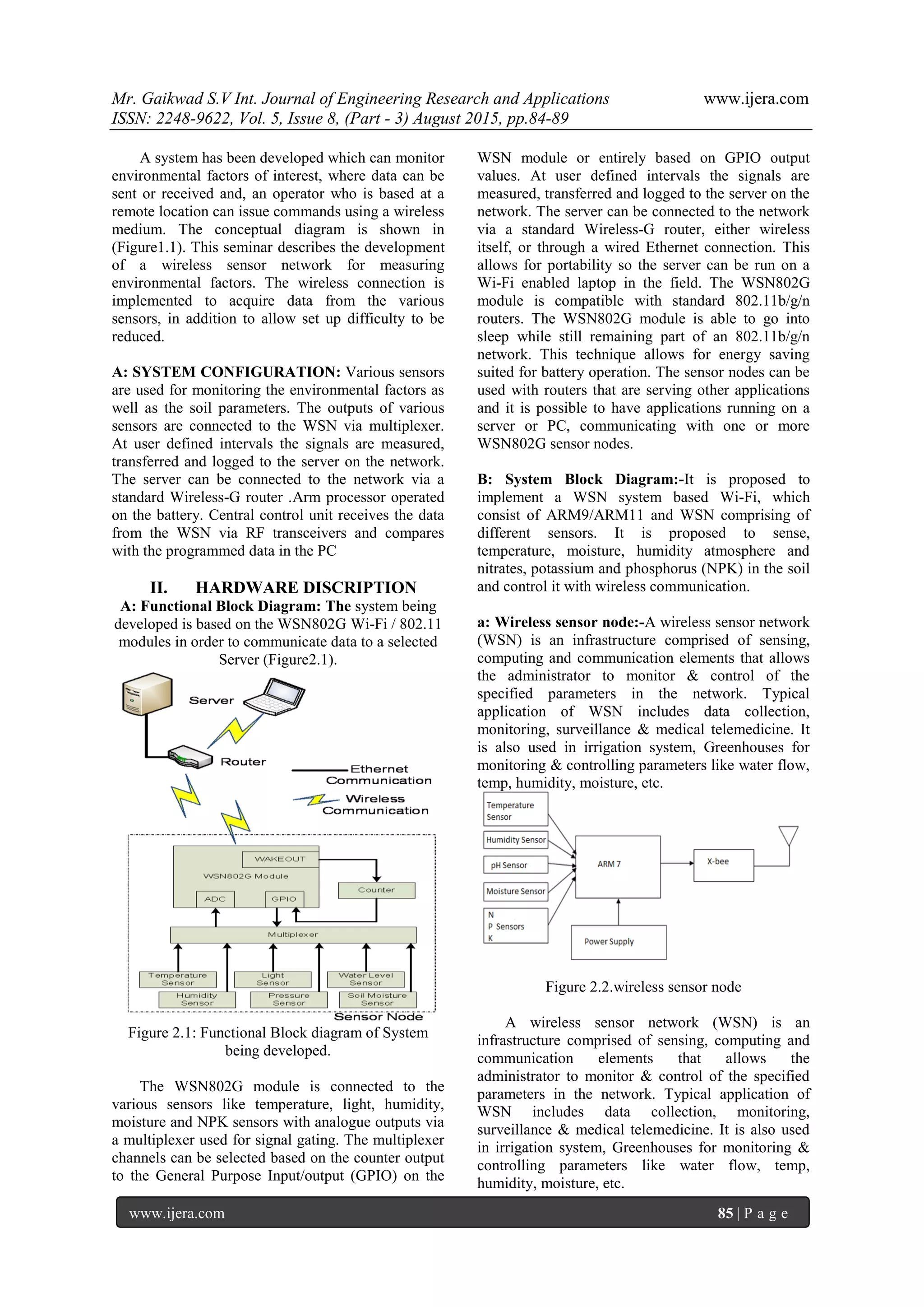 Measurement of NPK, Temperature, Moisture, Humidity using WSN | PDF