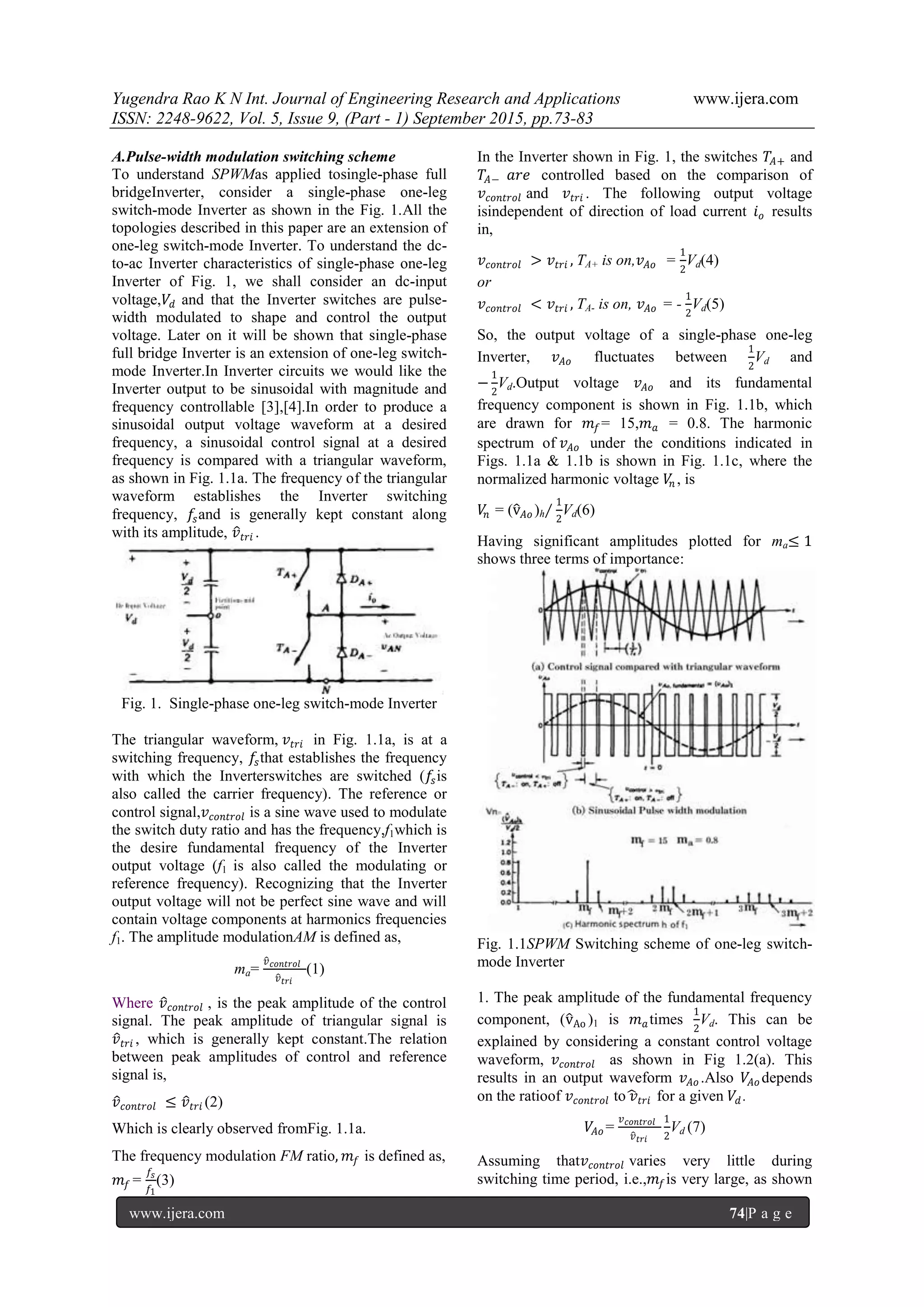 Design and Simulation of Low Pass Filter for Single phase full bridge Inverter employing SPWM ...