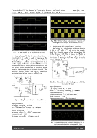 Design and Simulation of Low Pass Filter for Single phase full bridge Inverter employing SPWM ...