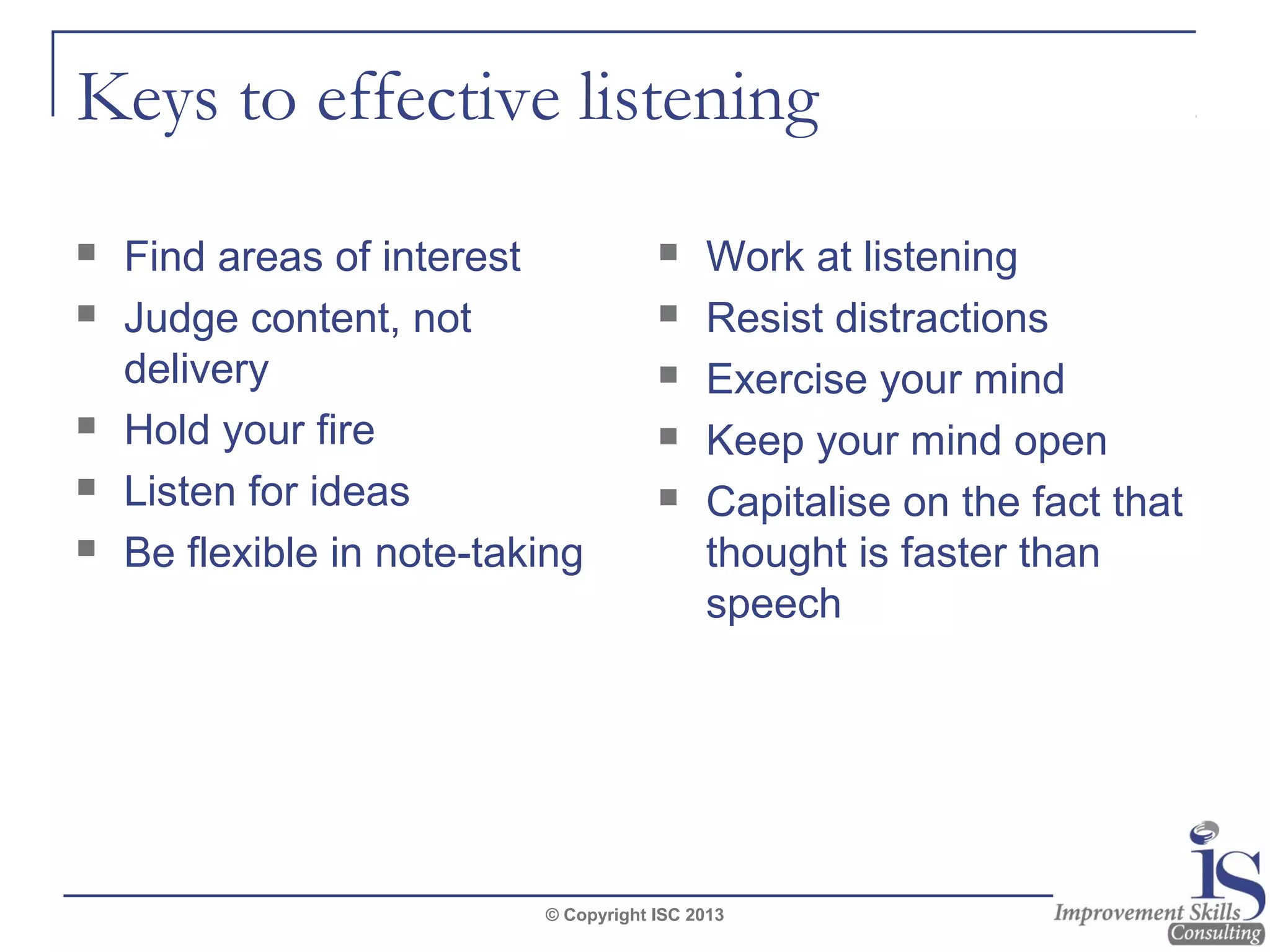 Questioning and Listening Skills - workshop | PPT