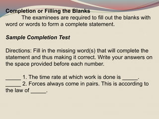 Examples.ppt | Standardized Testing | Educational Assessment
