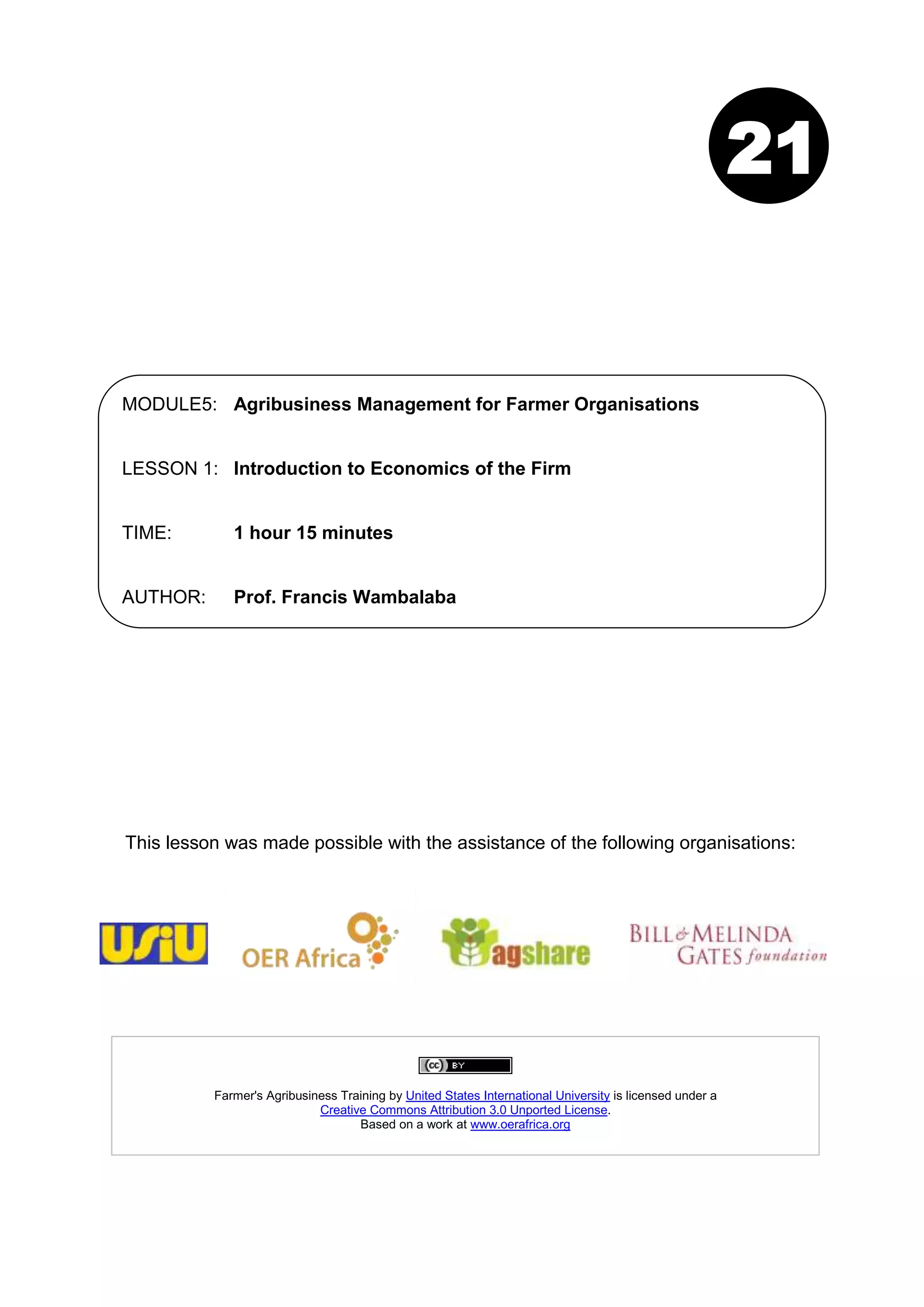 Farmer's Agribusiness Training Course: Module 5 - Agribusiness ...