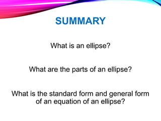 MODULE 6 PRE CALCULUS STEM 11 THE ELLIPSE | PPTX