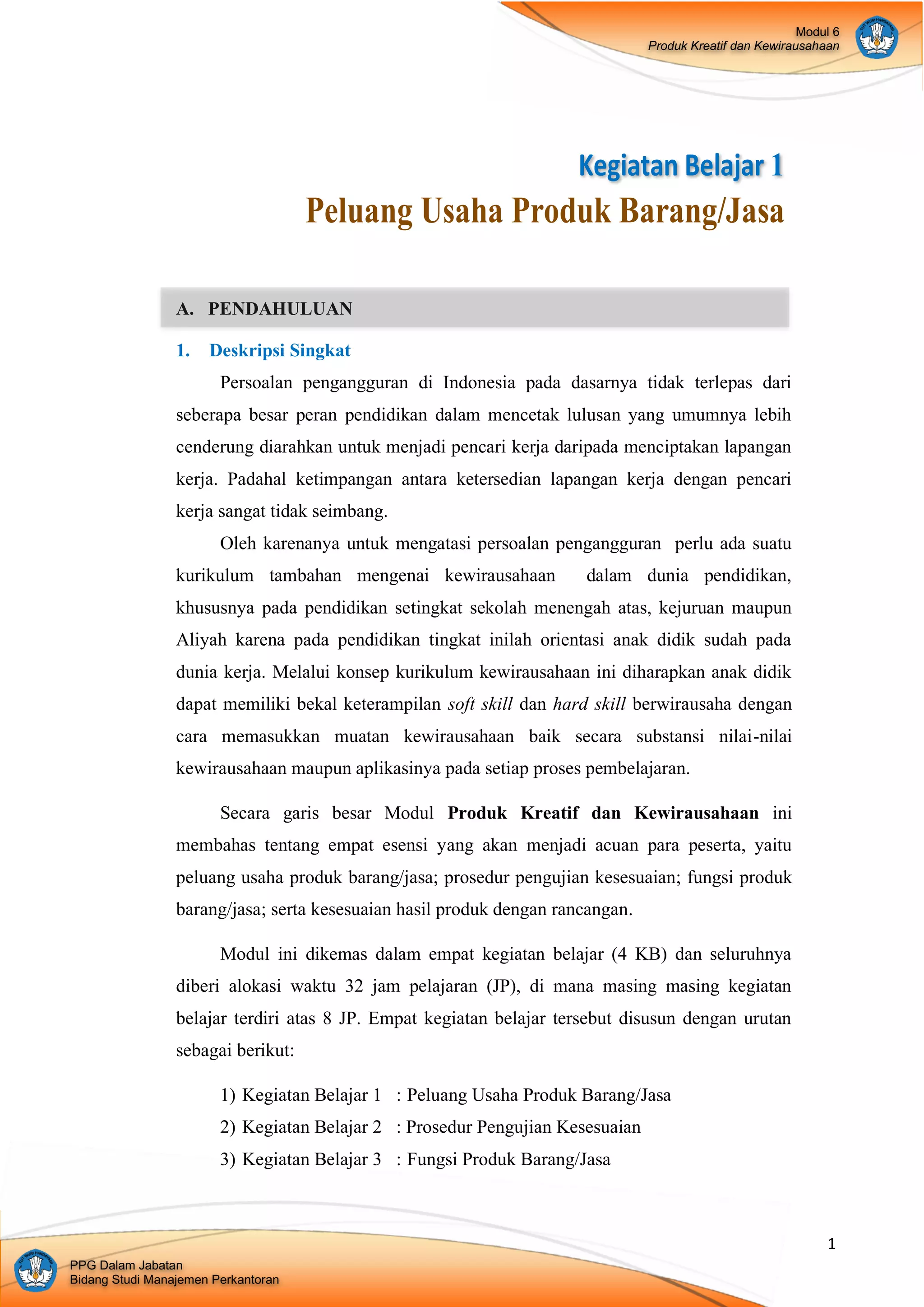 M6 kb1 peluang usaha produk barang dan jasa | PDF