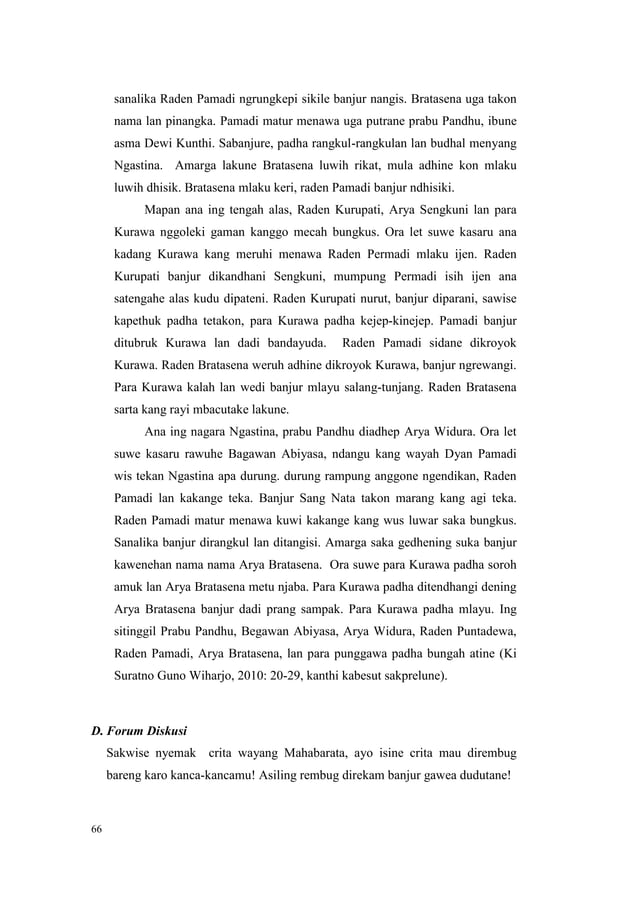 M6 kb3 CERITA WAYANG MAHABARATA LAKON BIMA BUNGKUS | PDF