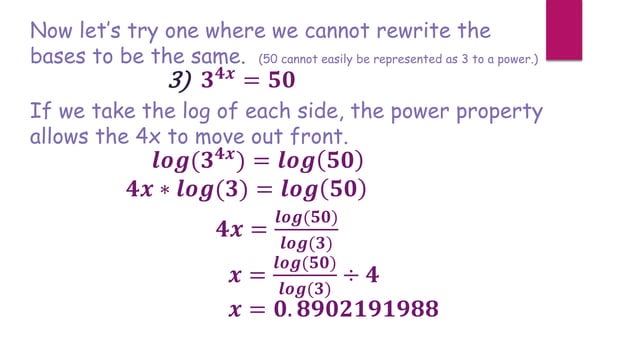 M6L5 Solving Exponentials using Logs | PPTX | Physics | Science