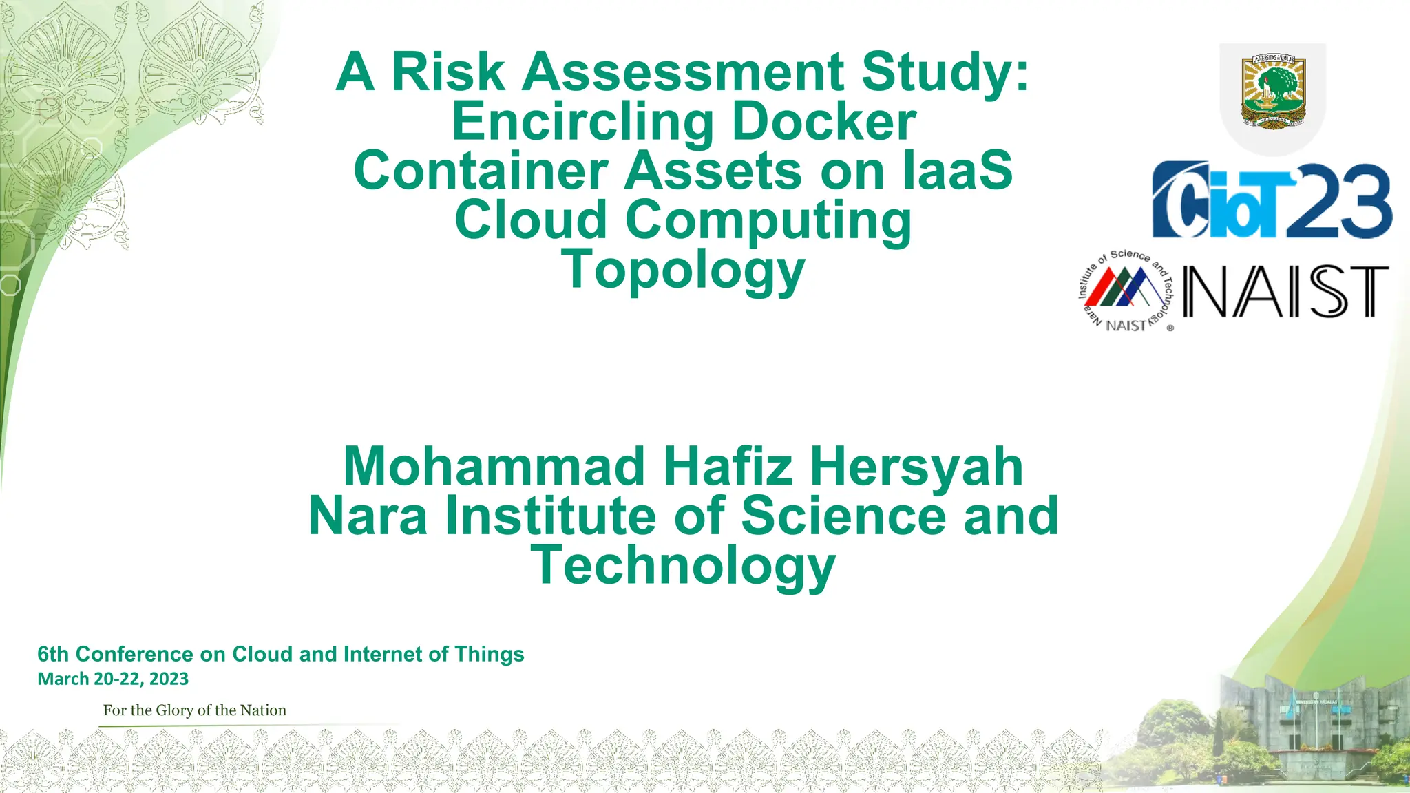 A Risk Assessment Study: Encircling Docker Container Assets on IaaS ...