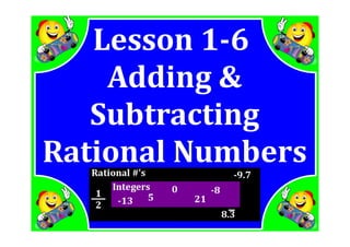 M7 lesson 1 6 adding & subtracting rational numbers pdf | PDF