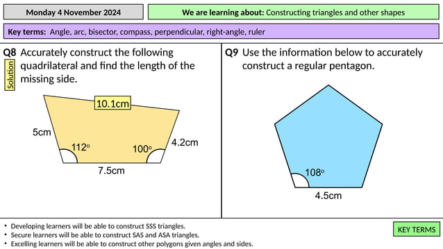 M8 - Contructing-triangles.pptx mathematics for grade 8 | PPTX | Drawing and Sketching | Arts ...