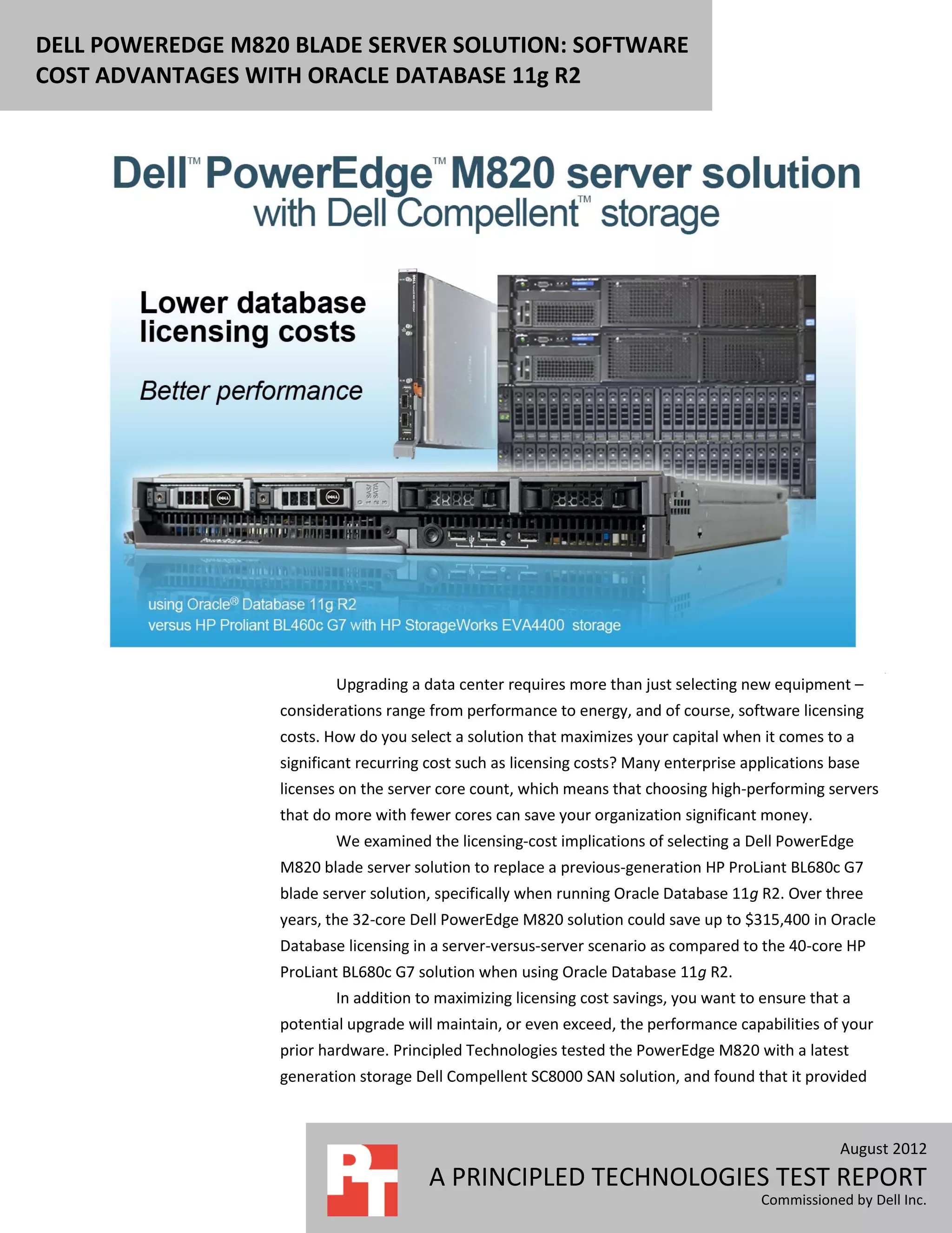Dell PowerEdge M820 blade storage solution: Software cost advantages ...