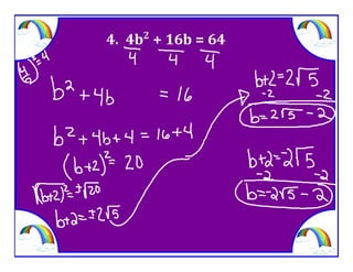 M8 acc lesson 3 3b solve quadratic equations completing the square ss | PPT