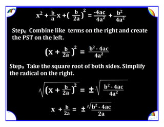 M8 acc lesson 3 9 solve by quadratic formula | PPT
