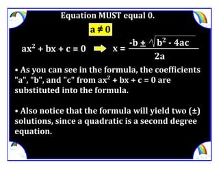 M8 acc lesson 3 9 solve by quadratic formula | PPT | Free Download