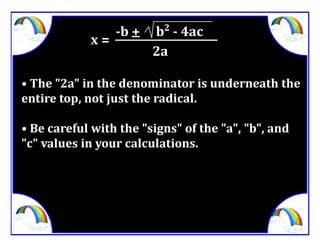 M8 acc lesson 3 9 solve by quadratic formula | PPT