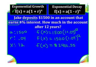 M8 acc lesson 4 3 exponential function applicationss | PPT