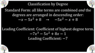 M8 adv lesson 1 1 classify, add & subtract polynomials | PDF