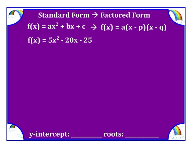 M8 adv lesson 3 11 quadratic forms of equations | PPT | Free Download