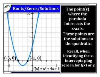 M8 adv lesson 3 6 quadratic functions and critical features | PDF