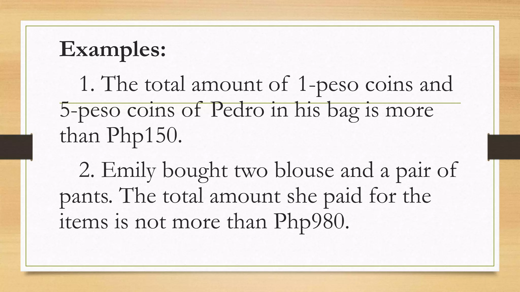 Solving problems involving linear inequalities in two variables | PPTX