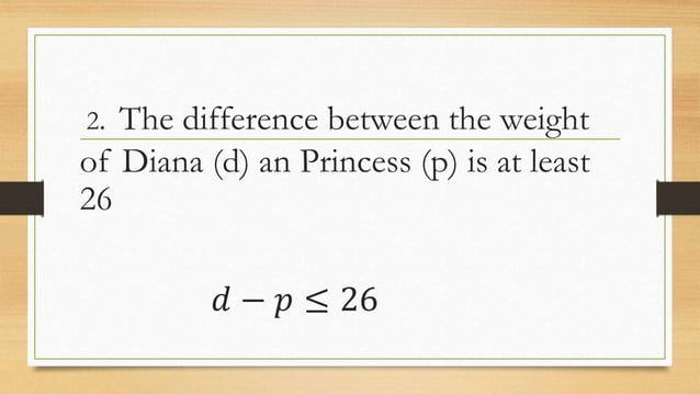 Solving problems involving linear inequalities in two variables | PPTX | Food & Drink