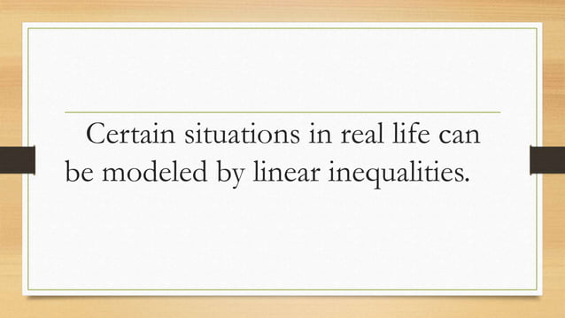 Solving problems involving linear inequalities in two variables | PPTX | Food & Drink