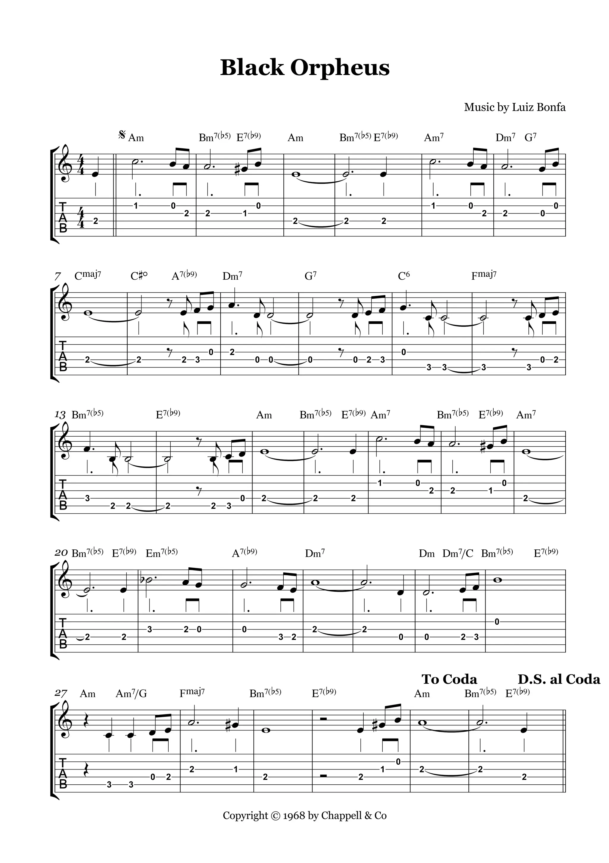 Sheet - Tab Black orpheus | PDF