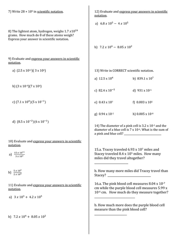 M8 study guide 1 a exponents & scientific notation | PDF