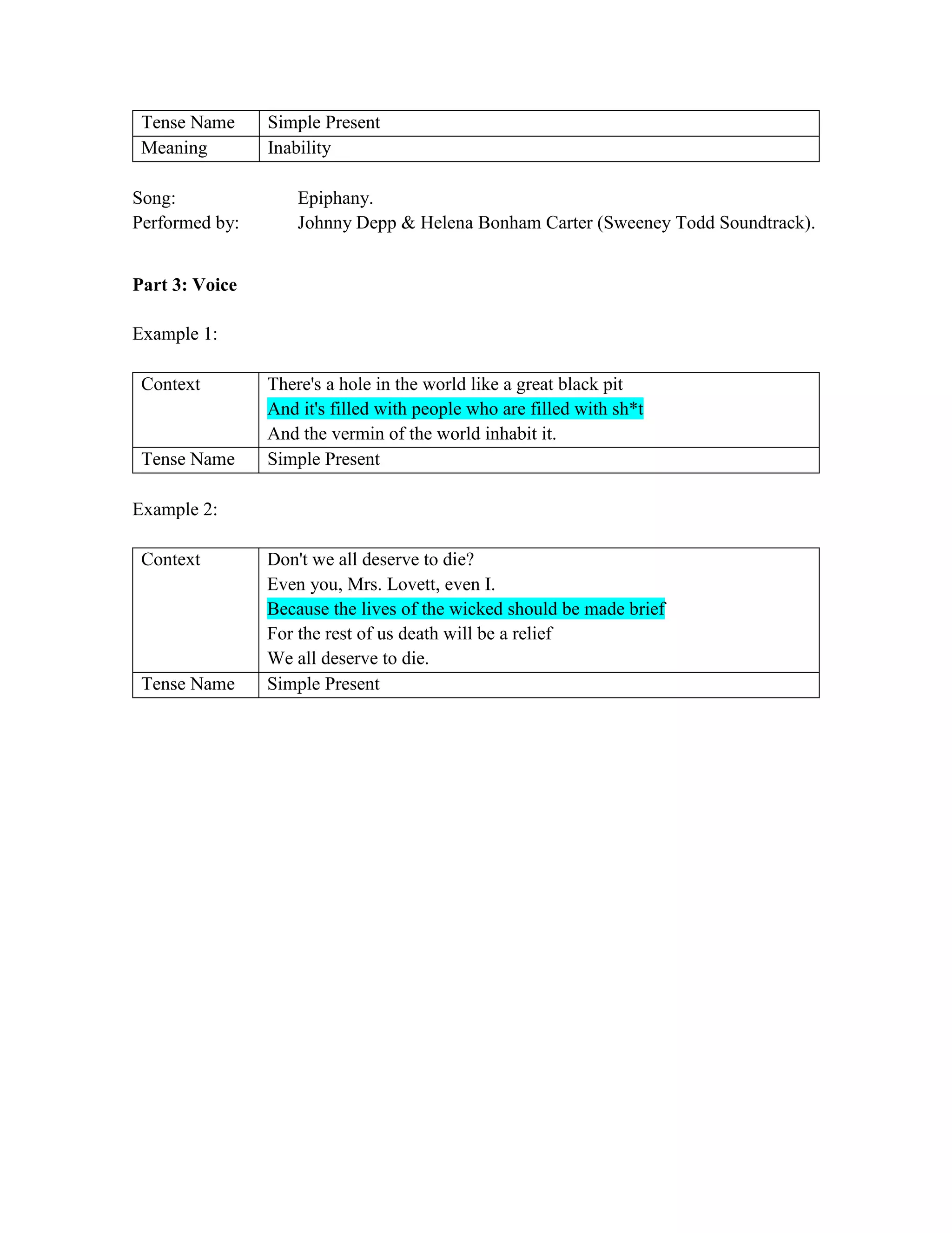 Assignment 2 Grammar in songs | PDF