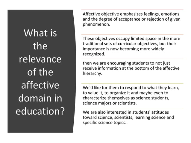 Affective Domain in taxonomy of educational objectives | PPT