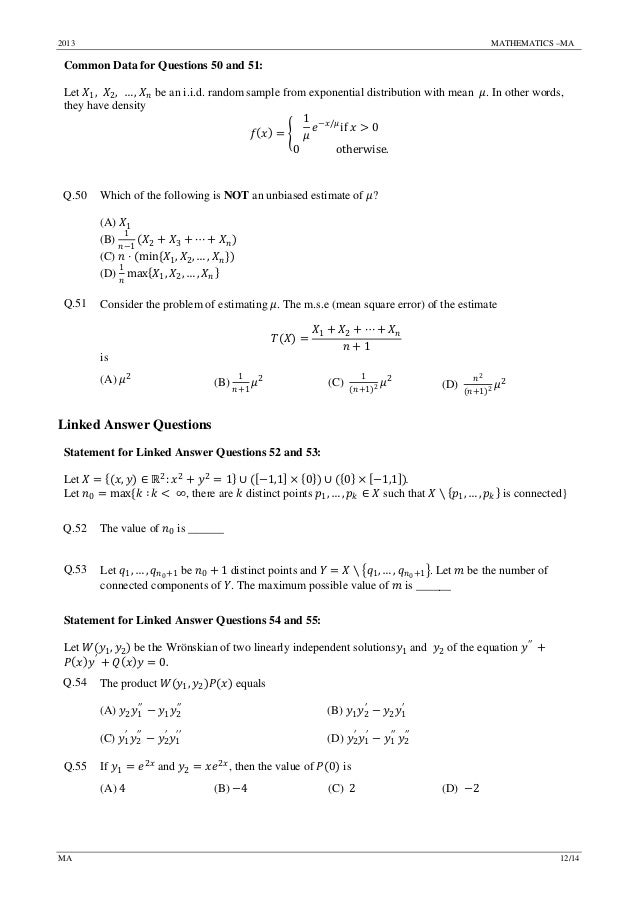 GATE Math 2013 Question Paper | Sourav Sir's Classes | PDF