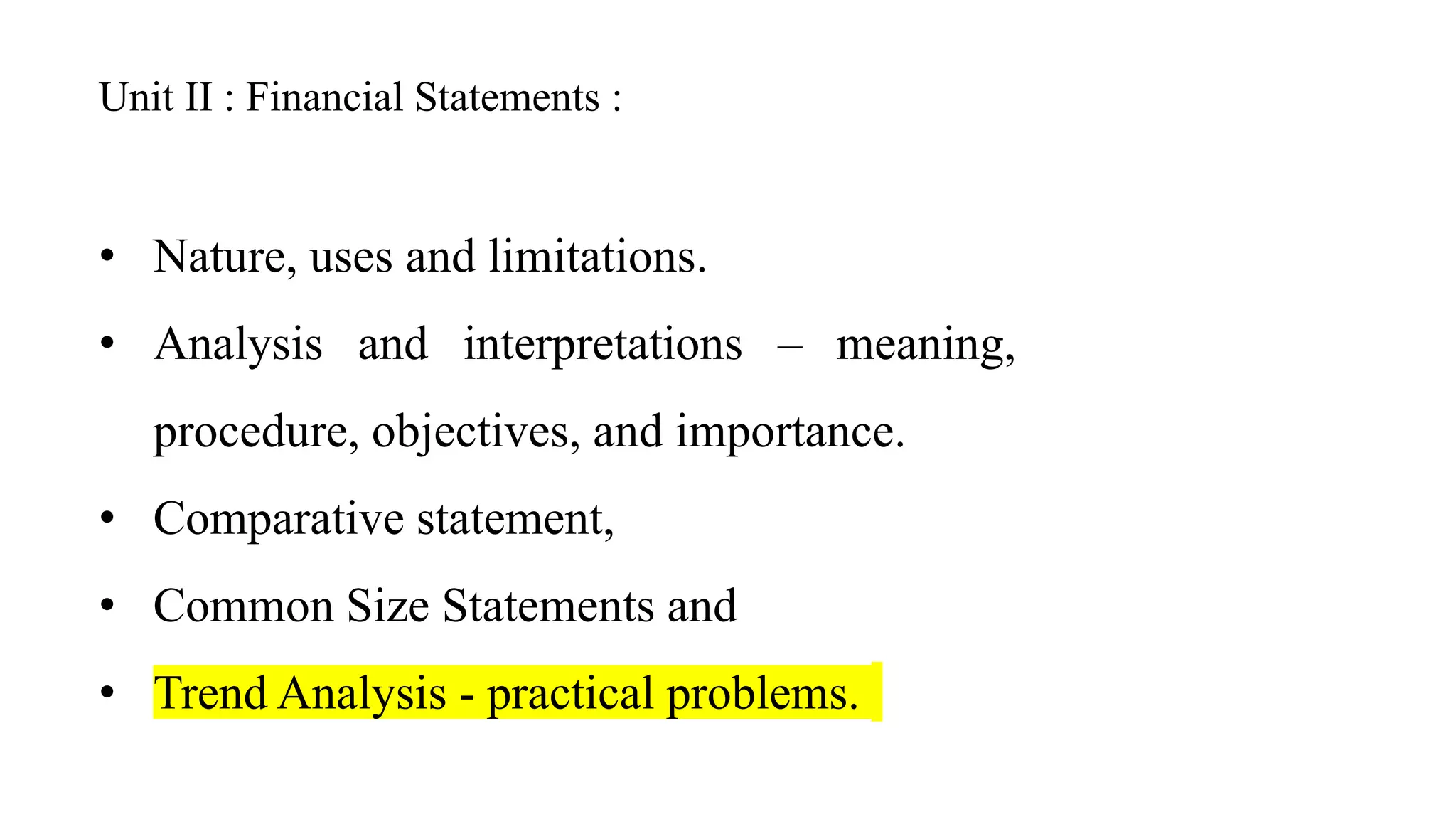 Management Accounting - Trend Analysis - Income Statement | PPTX