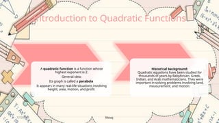 MA003 Project Quadratic Function introduction historical etc | PPTX