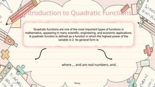MA003 Project Quadratic Function introduction historical etc | PPTX